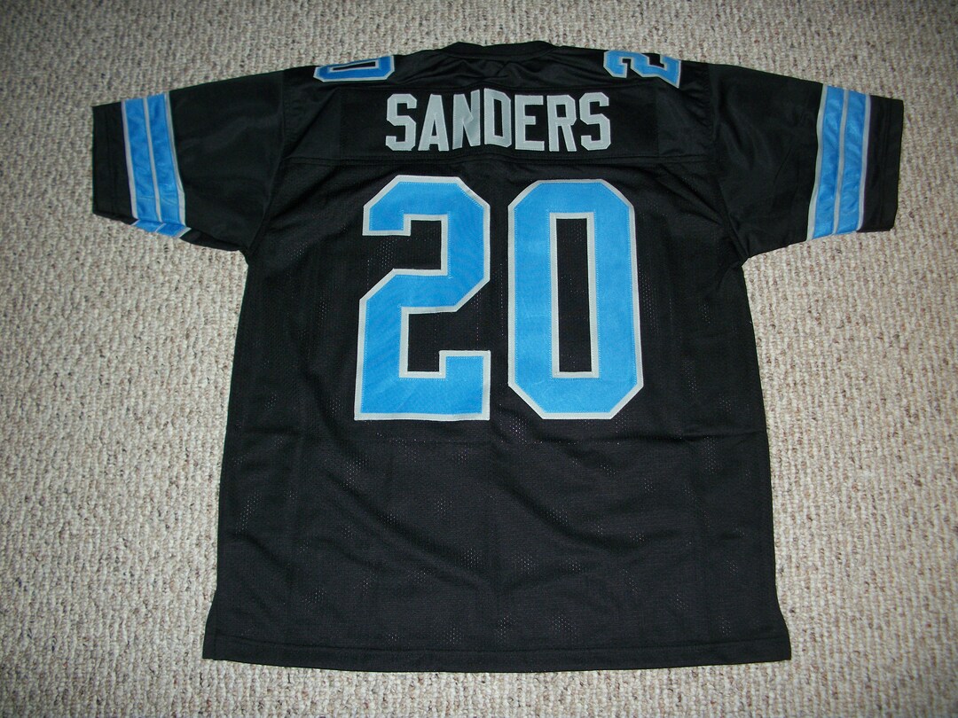 Barry Sanders #20 Sewn Stitched Custom Jersey Black Detroit All Adult ...