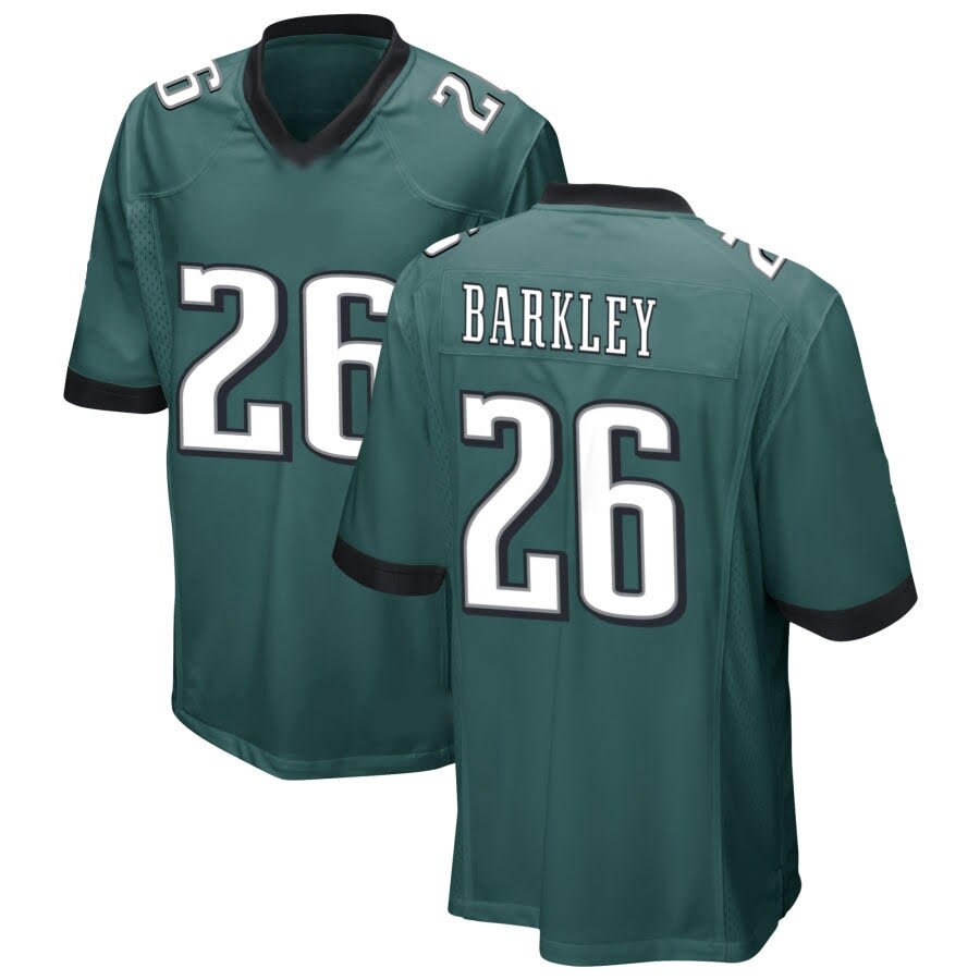 Saquon Barkley 26 Sewn Stitched Custom Jersey Green Philadelphia All ...