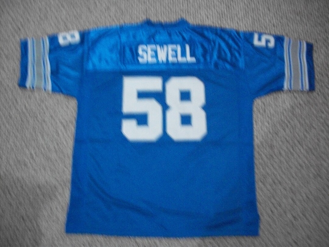 Penei Sewell #58 Sewn Stitched Custom Jersey Detroit Throwback Blue All ...