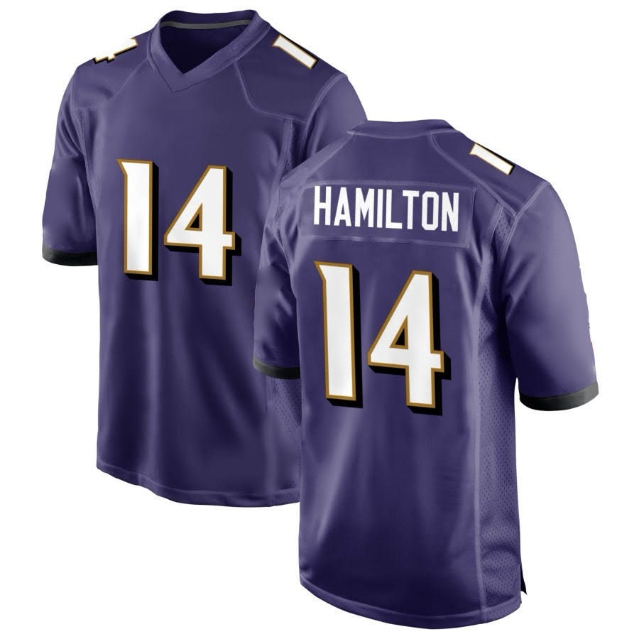 Kyle Hamilton 14 Sewn Stitched Custom Jersey Baltimore Purple All Adult ...