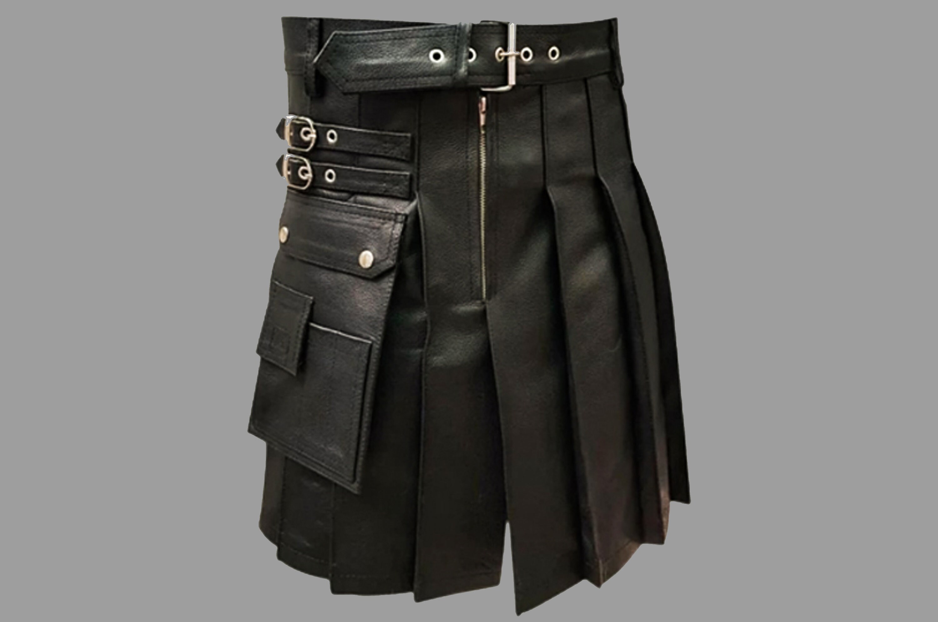 Mens Leather Gladiator Kilt, Real Cow Leather Cargo Kilt,handmade Part ...