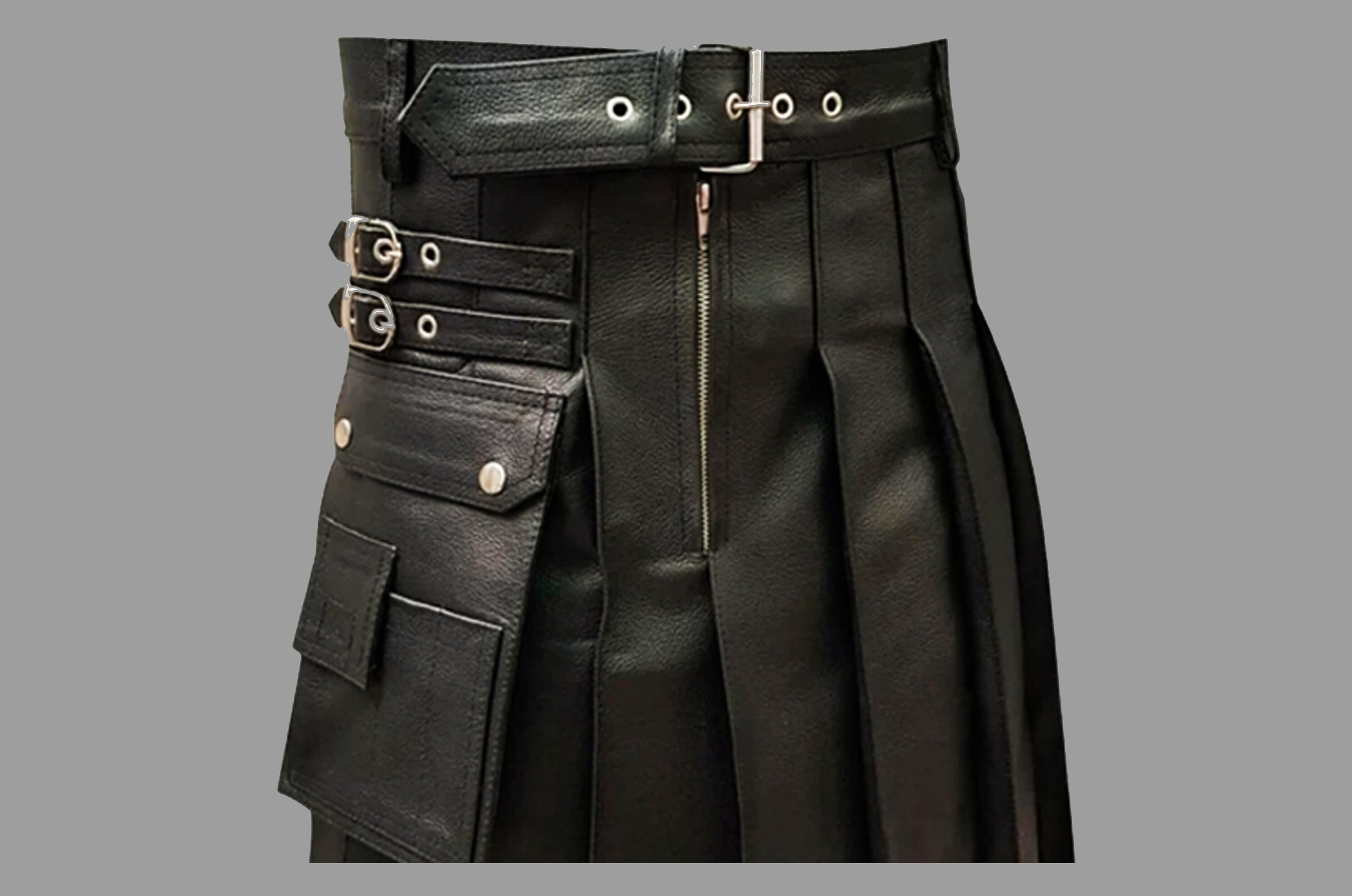 Mens Leather Gladiator Kilt, Real Cow Leather Cargo Kilt,handmade Part ...