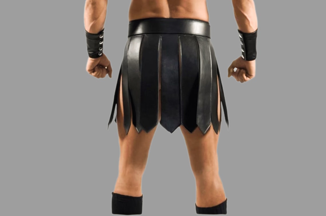 Handmade Leather Kilt Men Real Leather Roman Gladiator Club Wear Kilt ...
