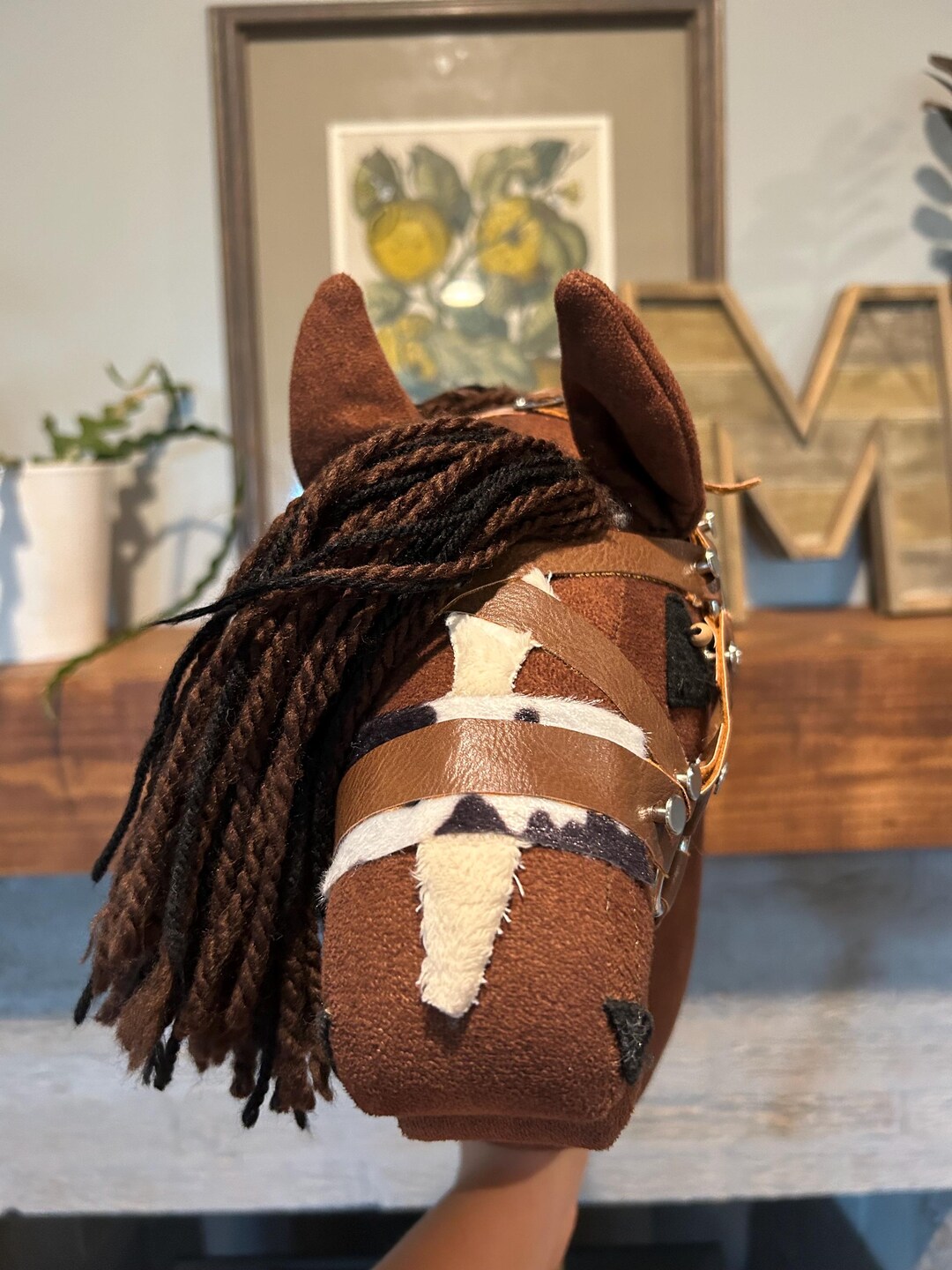 Cow Print Hobby Horse Bridle Brown Leather Bitless Bridle - Etsy