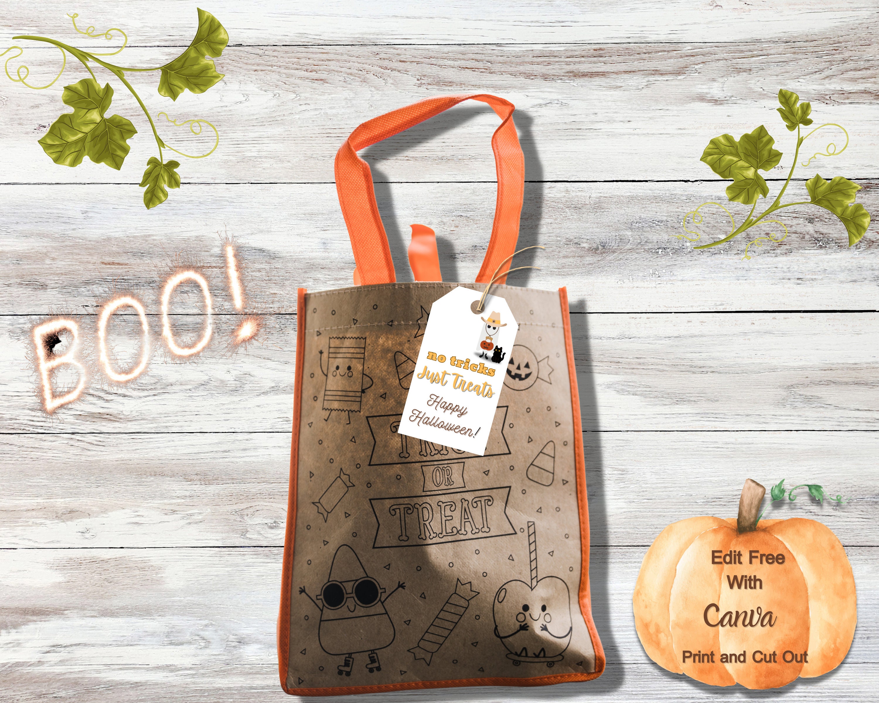 Boo Basket Tags | Diy Name Tags | Happy Halloween Treat Favor Tags ...