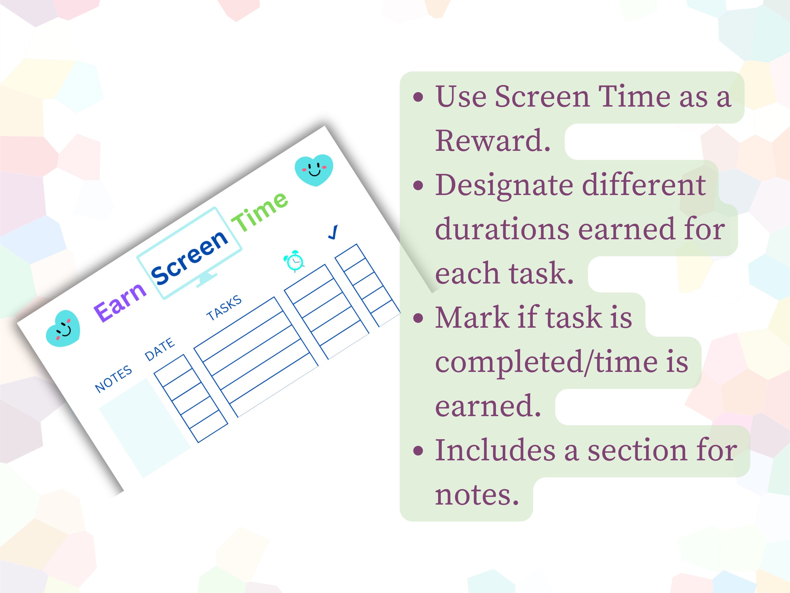 Kids Screen Time Chart Kids Chore Chart Screen Time Tracker - Etsy