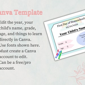 First Day of Homeschool 8.5x11 Sign, Back to School, Canva Editable ...