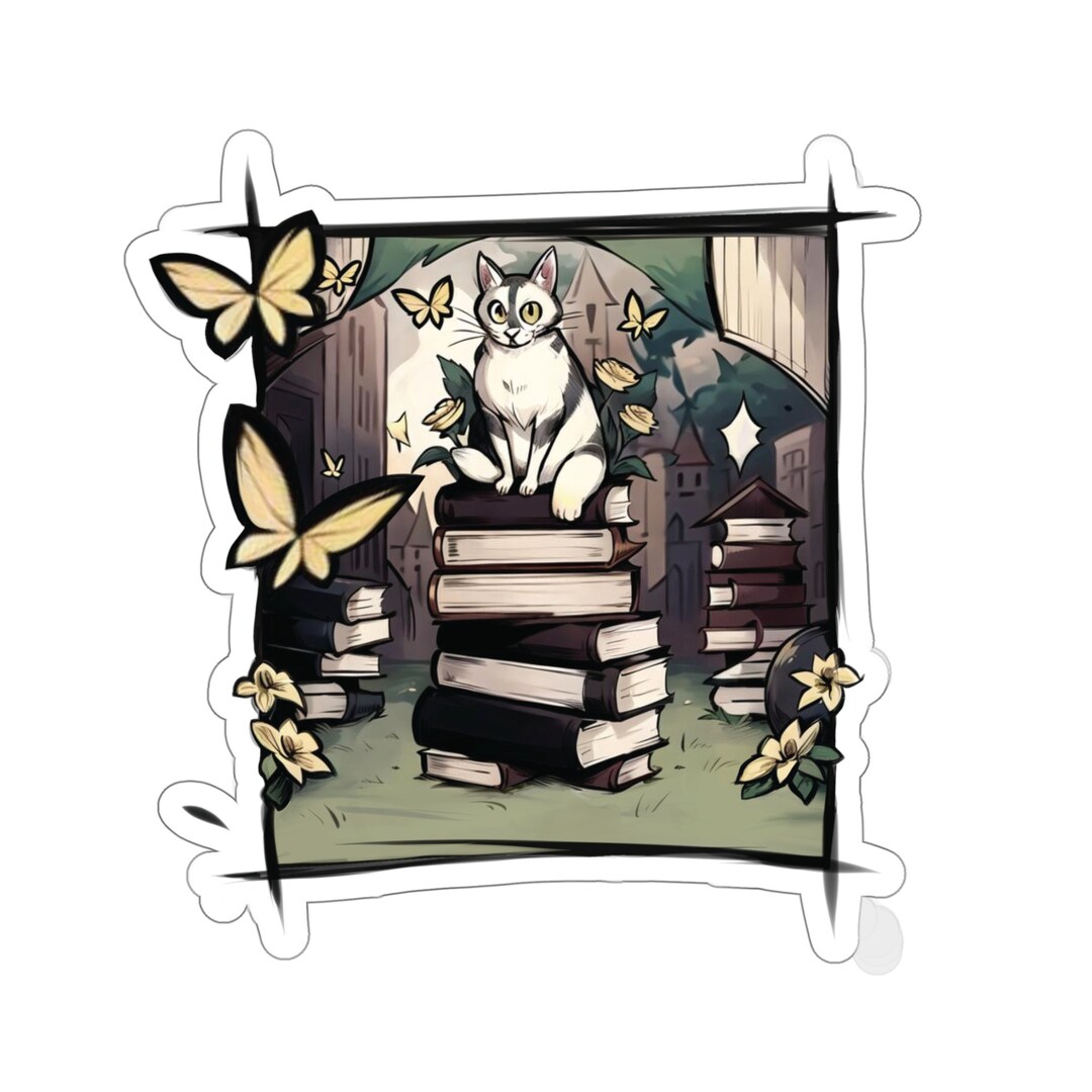 A Very Studious Moody Cat Kiss-cut Stickers - Etsy