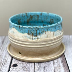 Surf and Sand Ceramic Planter | Plant Pot | Blue Planter With Drip Tray ...