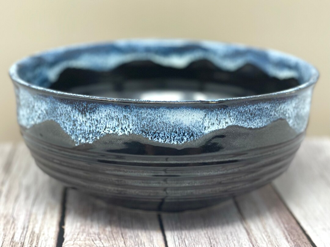 Black Ceramic Serving Bowl | Porcelain | 9 Inch Serving Bowl | Drippy ...