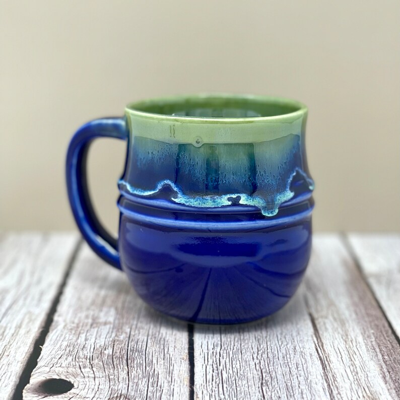 Blue and Green Mug 15oz Porcelain Handmade Ceramic Mug - Etsy