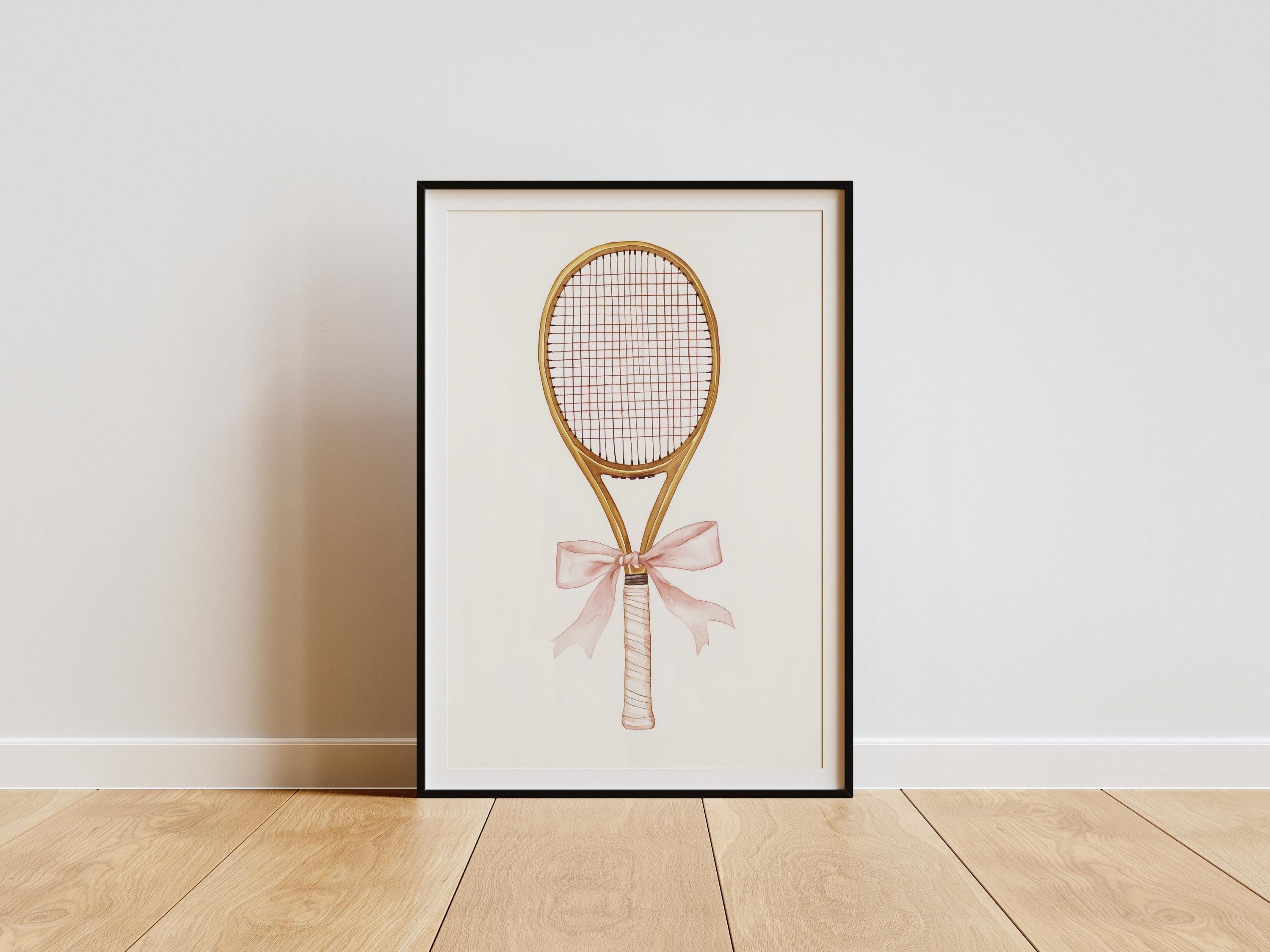 Vintage Tennis Racket Print | Feminine Sports Wall Art | Coquette ...