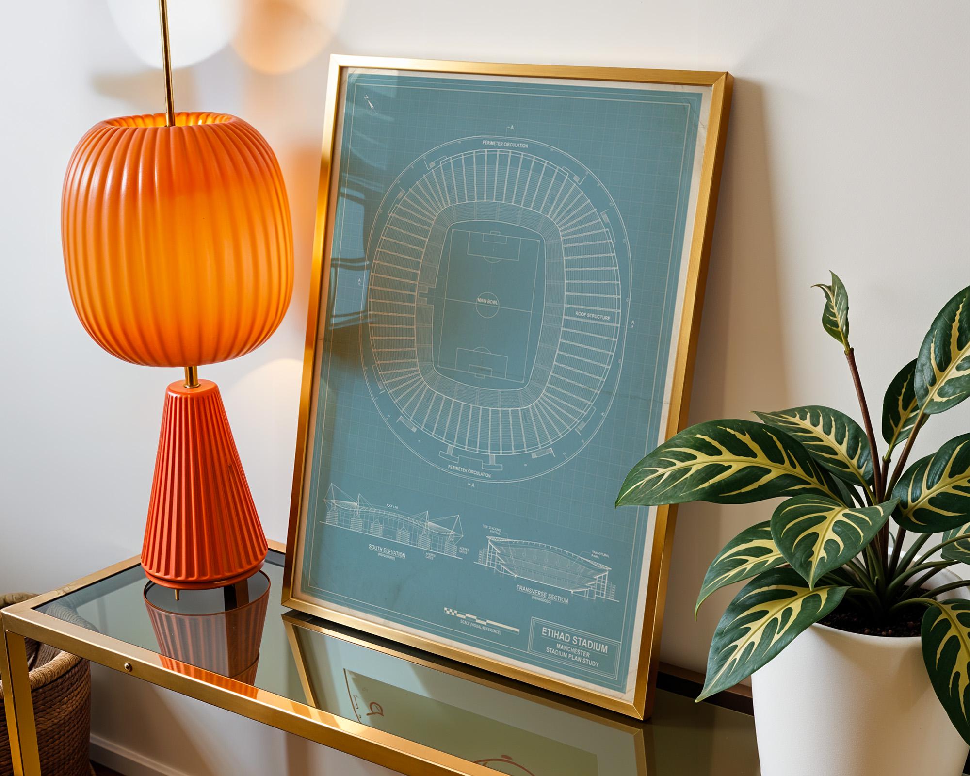 Etihad Stadium Blueprint Poster – Manchester Architectural Plan Print ...
