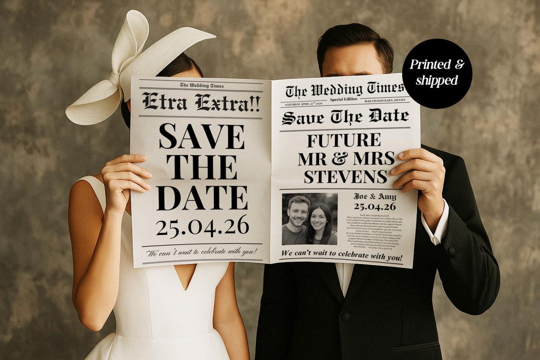Custom Printed and Shipped Wedding Newspaper, Invitations, Save the ...