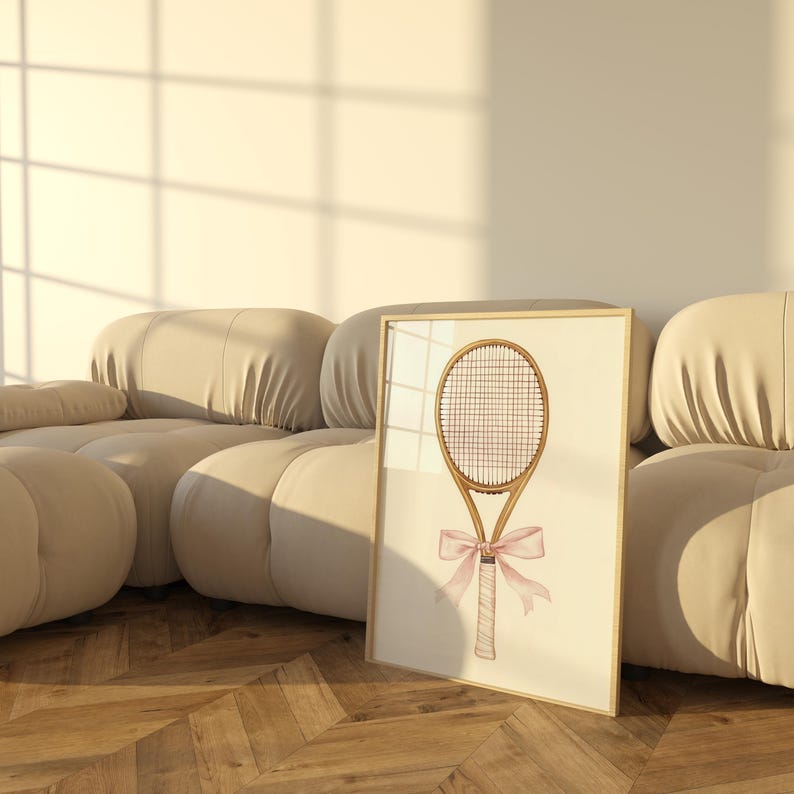 Vintage Tennis Racket Print | Feminine Sports Wall Art | Coquette ...