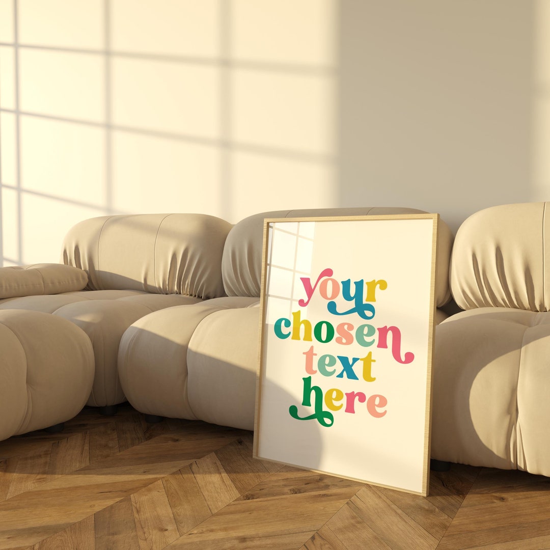 Custom Colourful Typography Print, Personalised Quote Wall Art, Custom ...