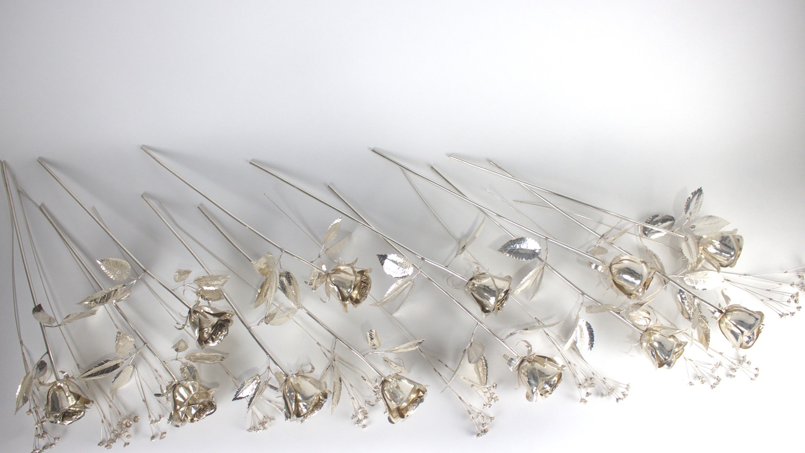 1 Dozen Sterling Silver Roses With Baby's Breath - Etsy