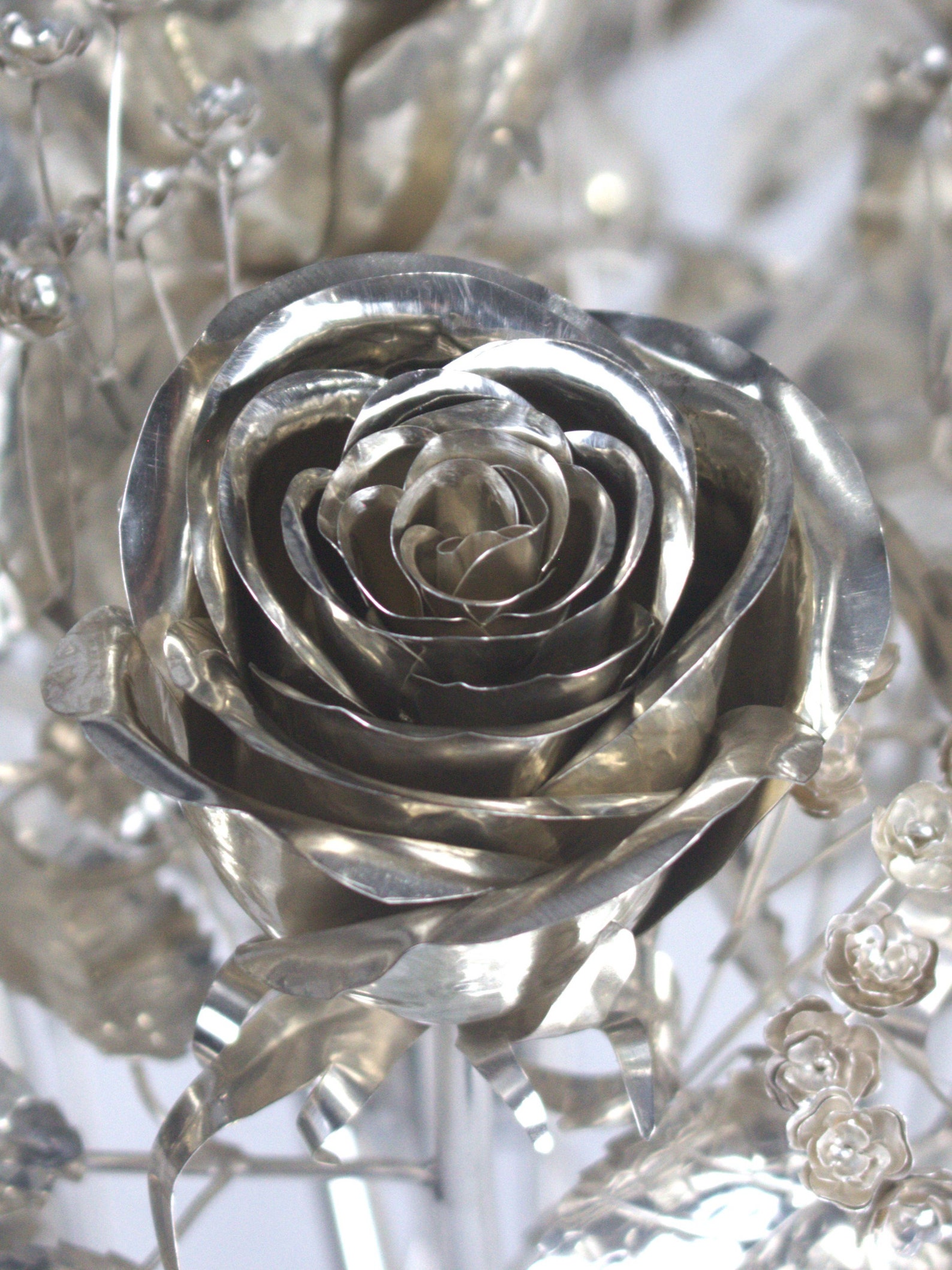 1 Dozen Sterling Silver Roses With Baby's Breath - Etsy