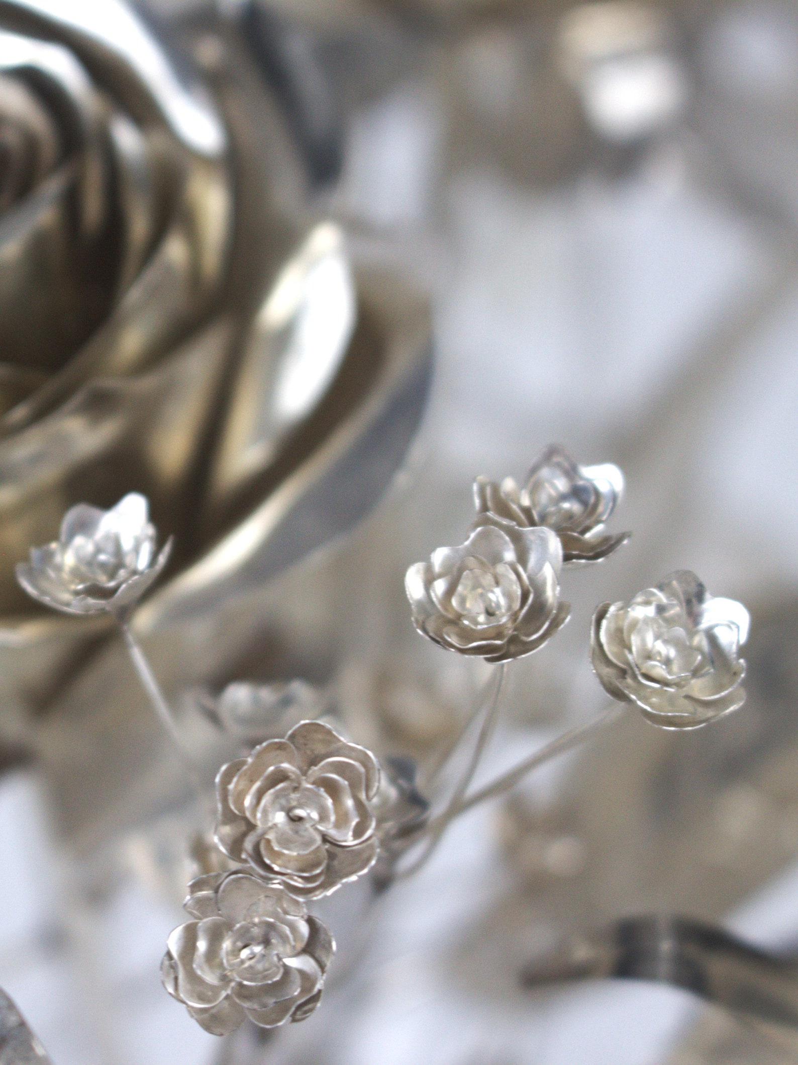 1 Dozen Sterling Silver Roses With Baby's Breath - Etsy