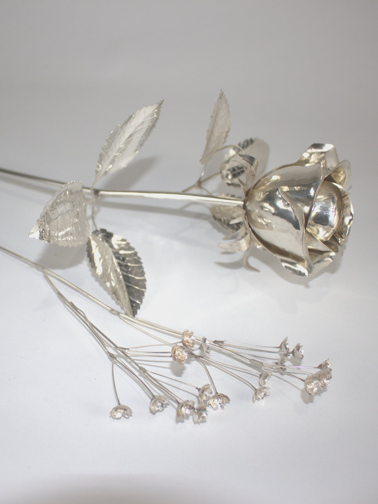 1 Dozen Sterling Silver Roses With Baby's Breath - Etsy