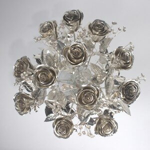 1 Dozen Sterling Silver Roses With Baby's Breath - Etsy