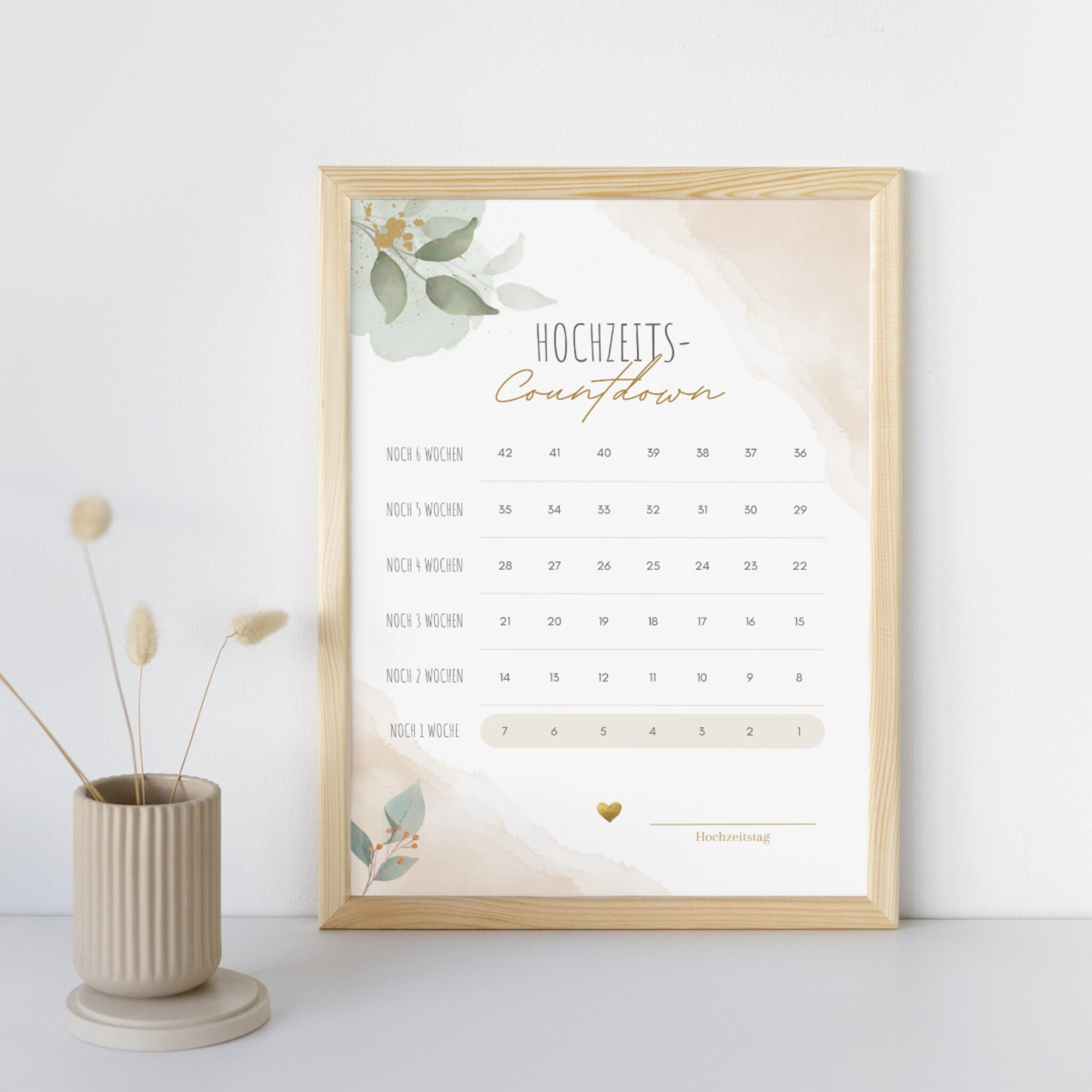 6 Week Countdown | Wedding, Calendar, Gift Idea, Bride, Maid of Honour ...