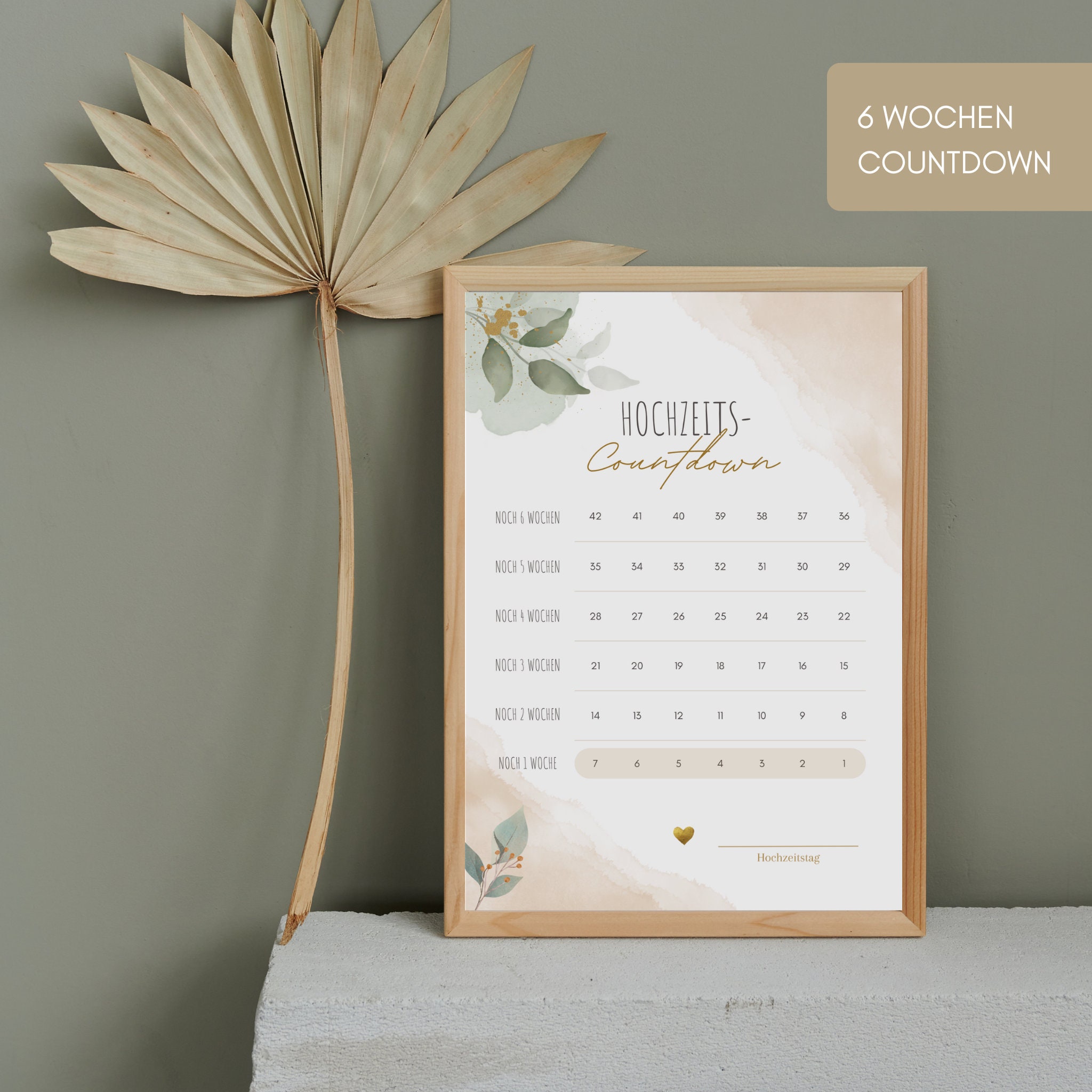 6 Week Countdown | Wedding, Calendar, Gift Idea, Bride, Maid of Honour ...