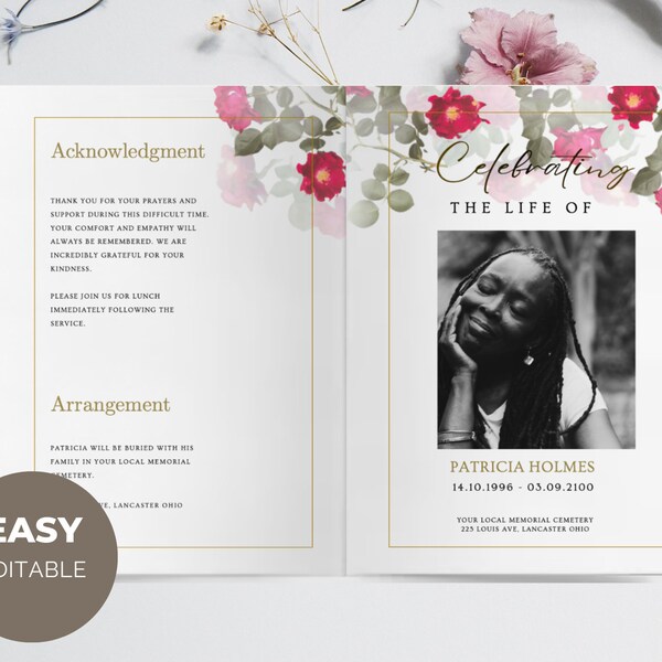 Red and Black Funeral Program - Etsy