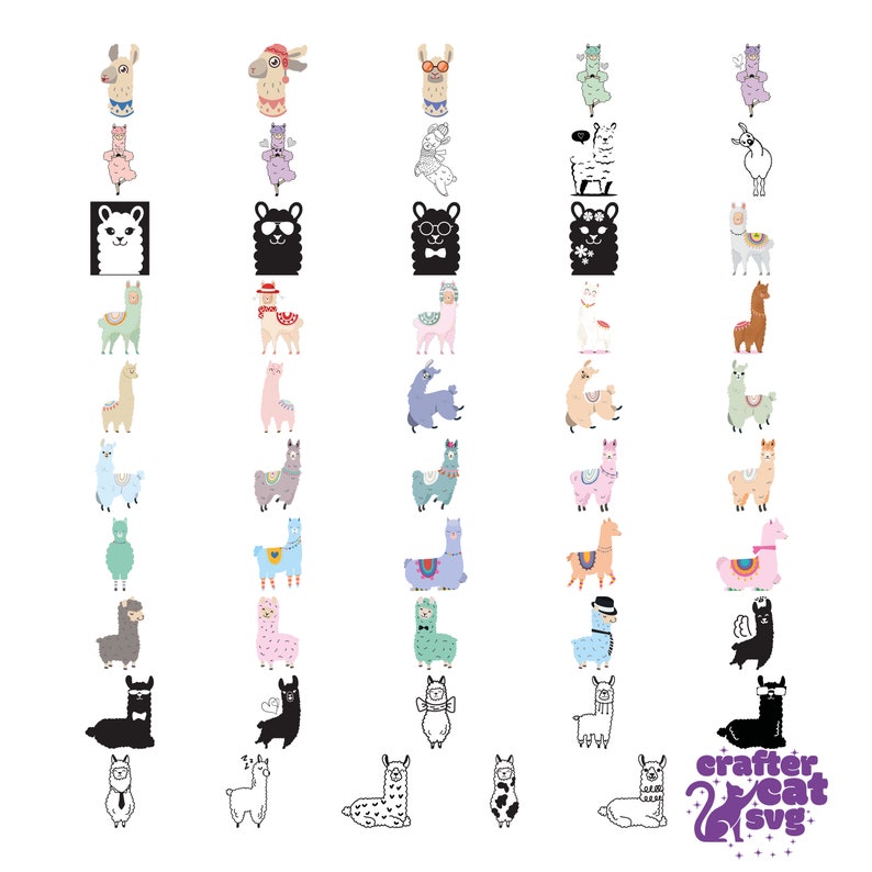 200 Llama SVG Bundle - Alpaca Svg - Llama Svg, Dxf, Eps, Png, Pdf - Svg ...