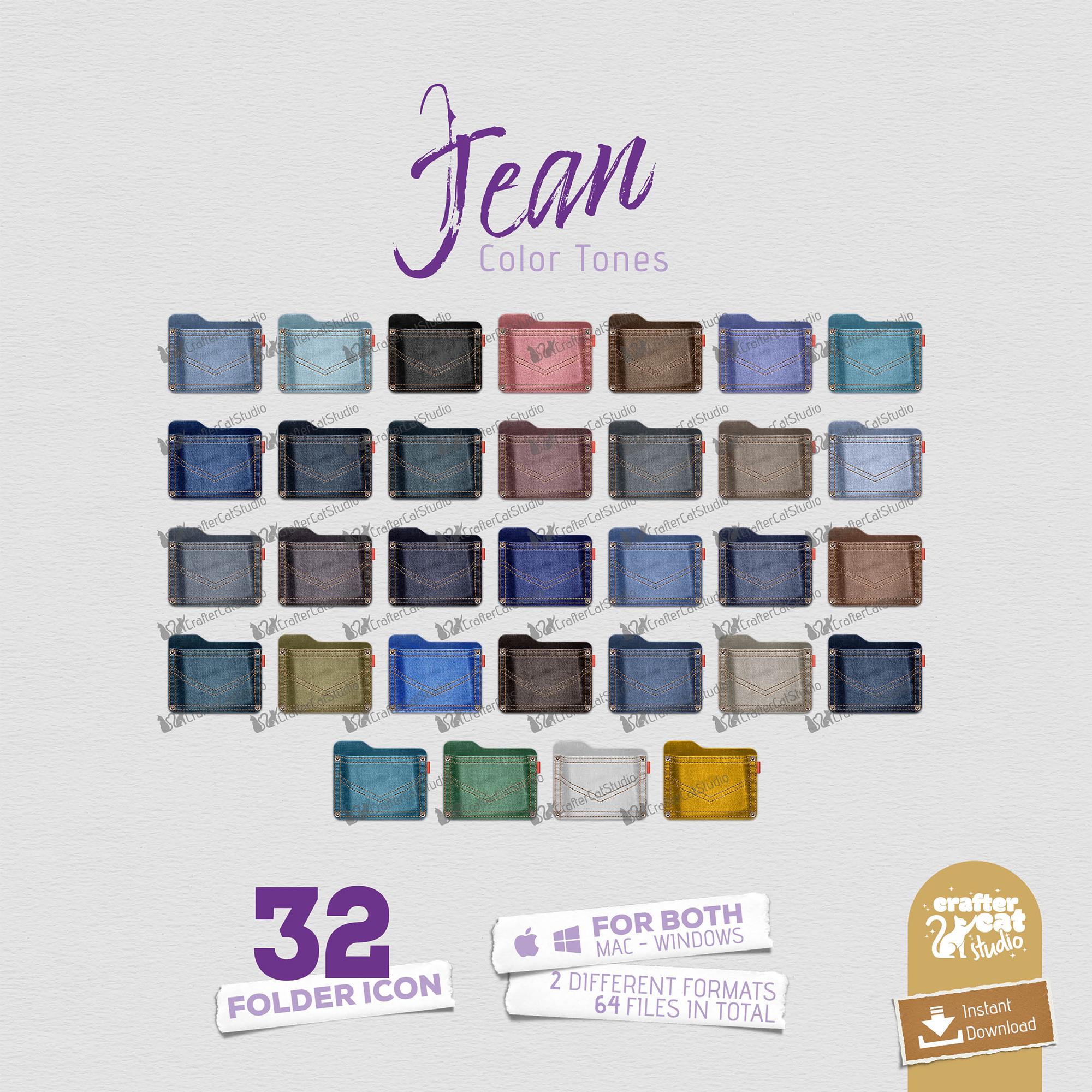Jean Folder Icon Denim Color Tones, Aesthetic Desktop Organizer Folders ...
