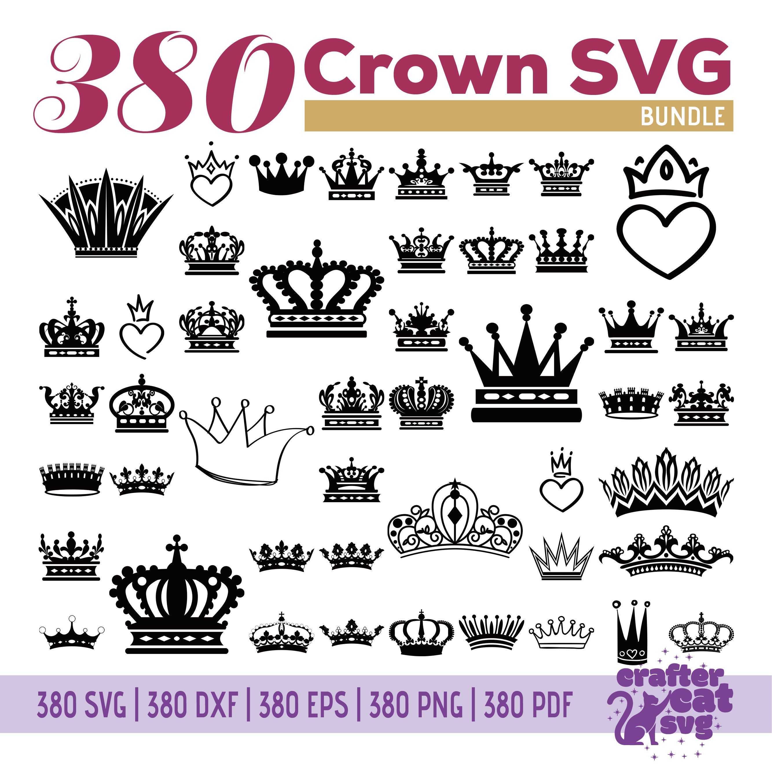 380 Crown Svg Bundle Queen Svg Royal Crown Svg, Dxf, Eps, Png, Pdf ...
