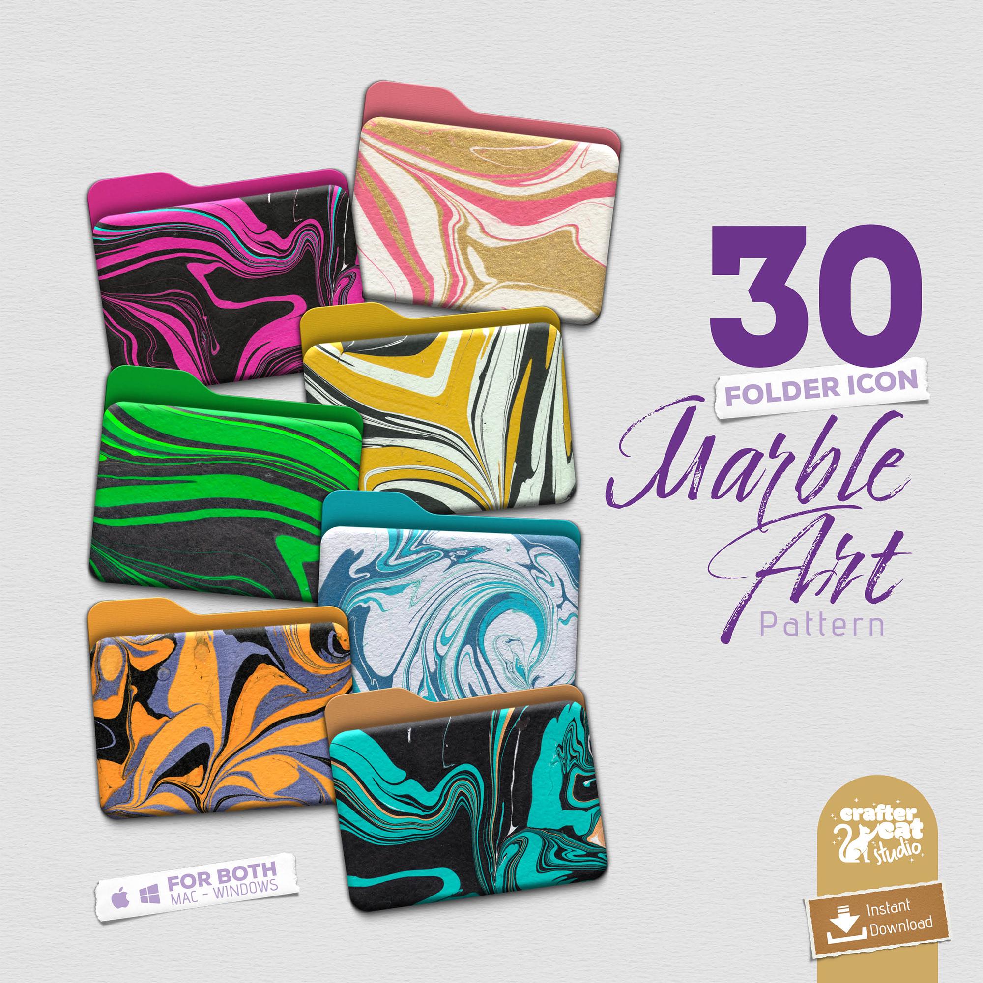 Marble Art Folder Icon Color Tones, Aesthetic Desktop Organizer Folders ...