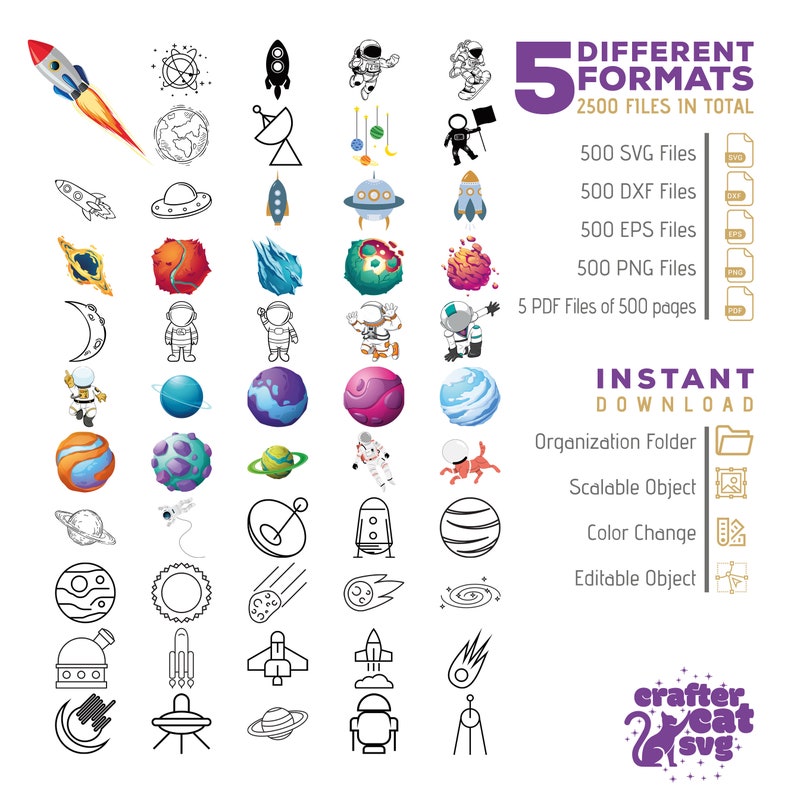 500 Space Svg Bundle - Planet Bundle - Galaxy Svg - Space Cut File ...