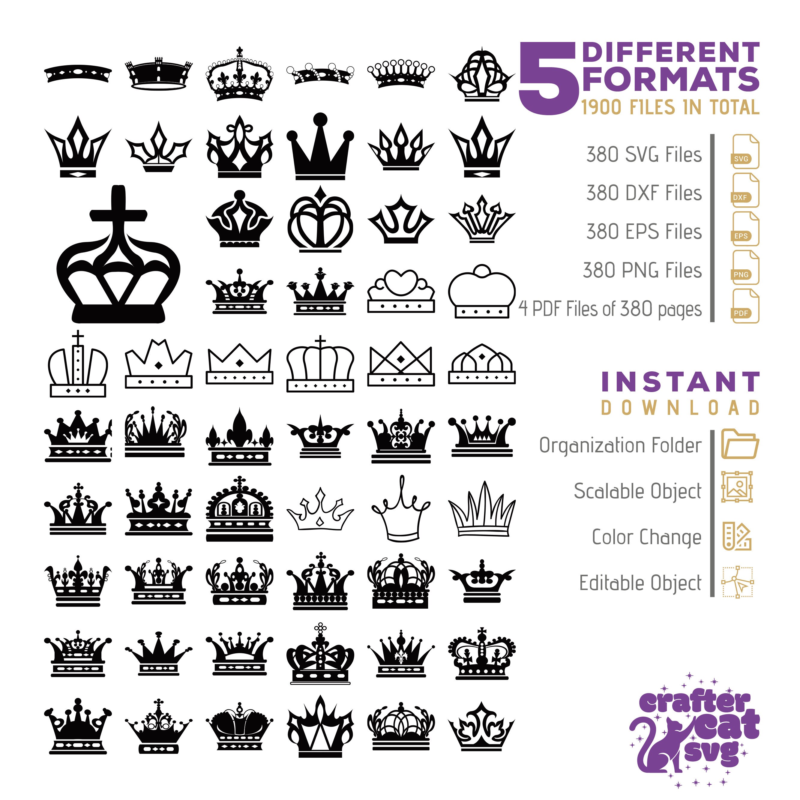 380 Crown Svg Bundle Queen Svg Royal Crown Svg, Dxf, Eps, Png, Pdf ...
