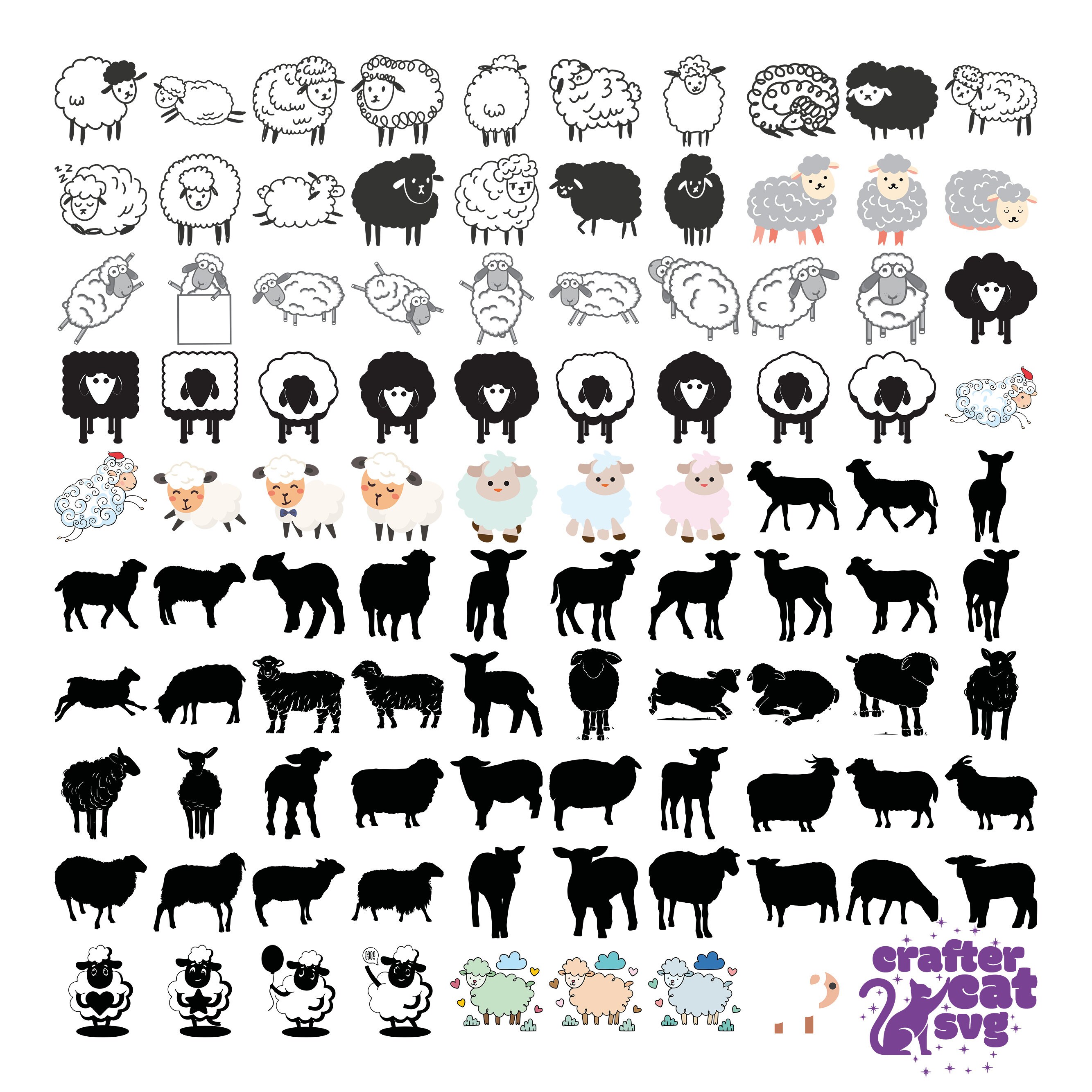 280 Sheep Svg Bundle Sheep SVG Sheep Svg, Dxf, Eps, Png, Pdf Svg Files ...