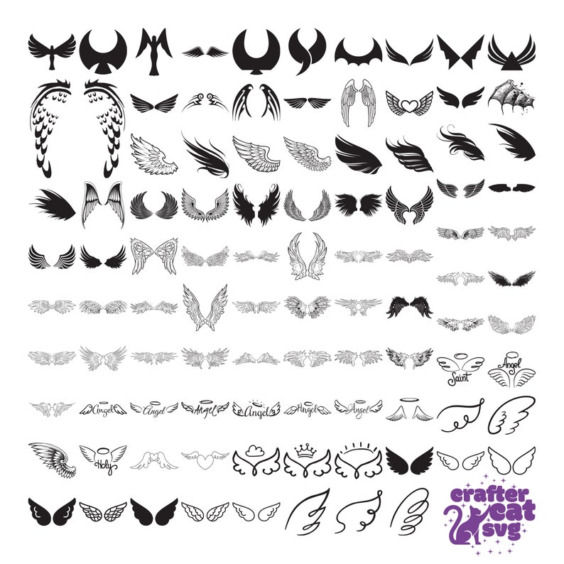 500 Wings SVG Bundle Angel Wings Svg Dxf, Eps, Png, Pdf Angel Wings Cut ...