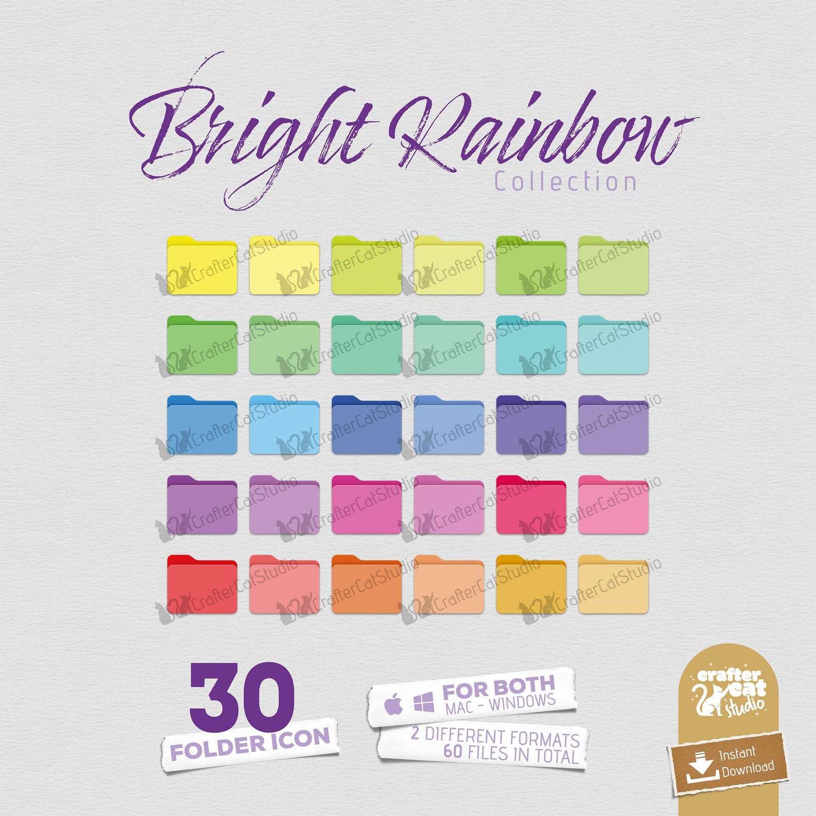 Rainbow Collection Folder Icon Color Tones, Aesthetic Desktop Organizer ...