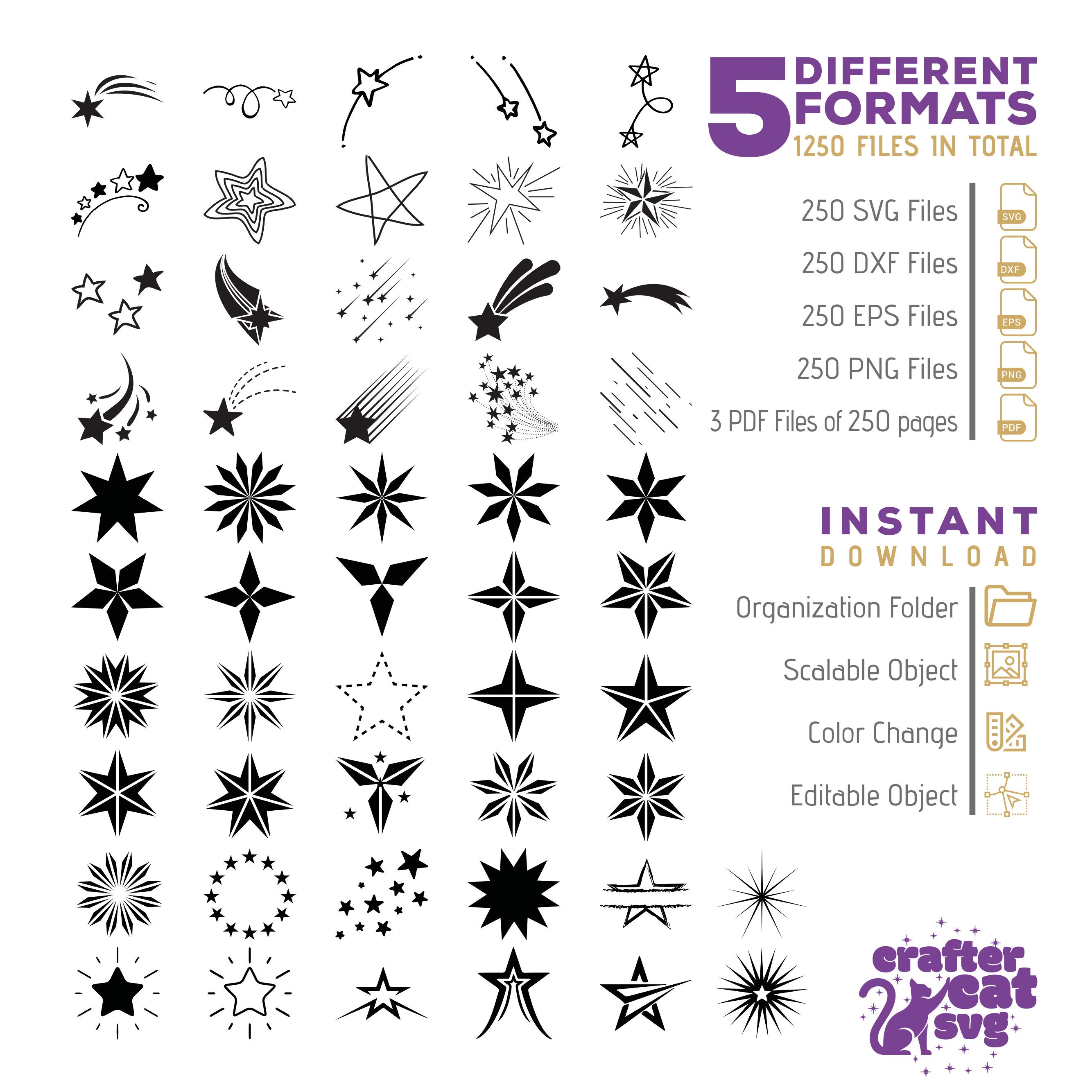 250 Stars Svg Bundle Stars Bundle Stars Svg Stars Dxf Stars PNG ...
