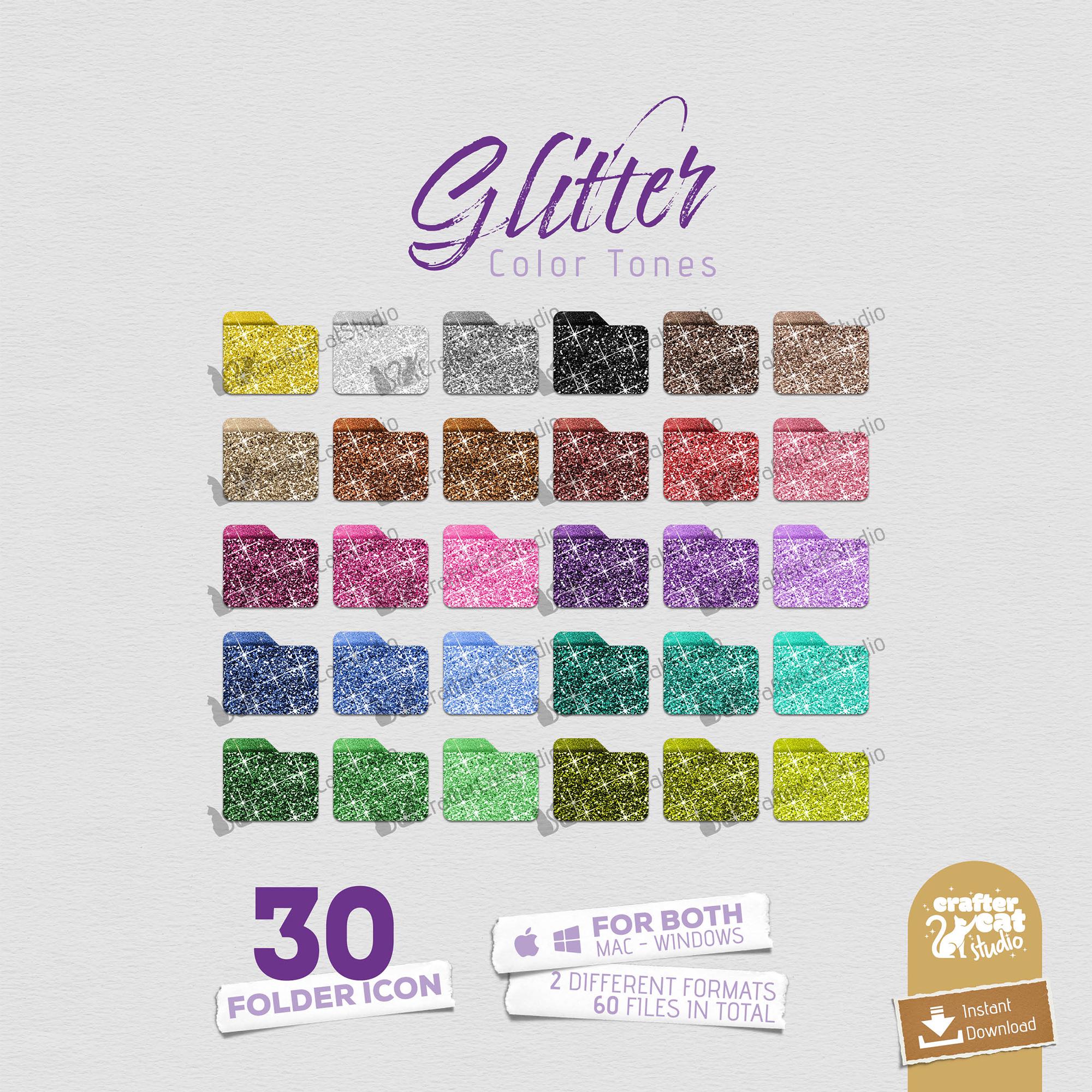 Glitter Folder Icon Color Tones, Aesthetic Desktop Organizer Folders ...