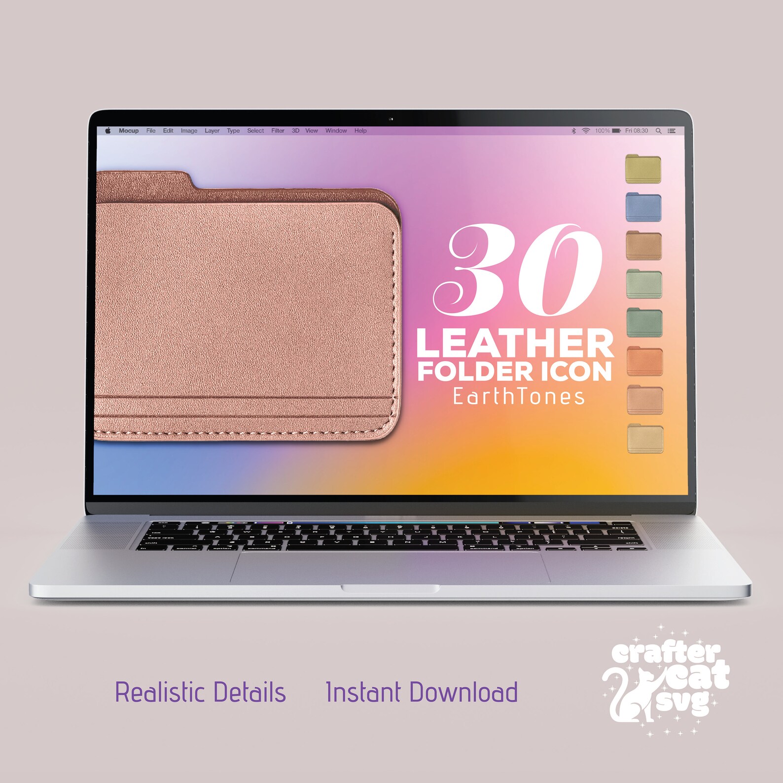 Leather Folder Icon Earth Color Tones, Mac Folder Icons, Desktop Folder ...