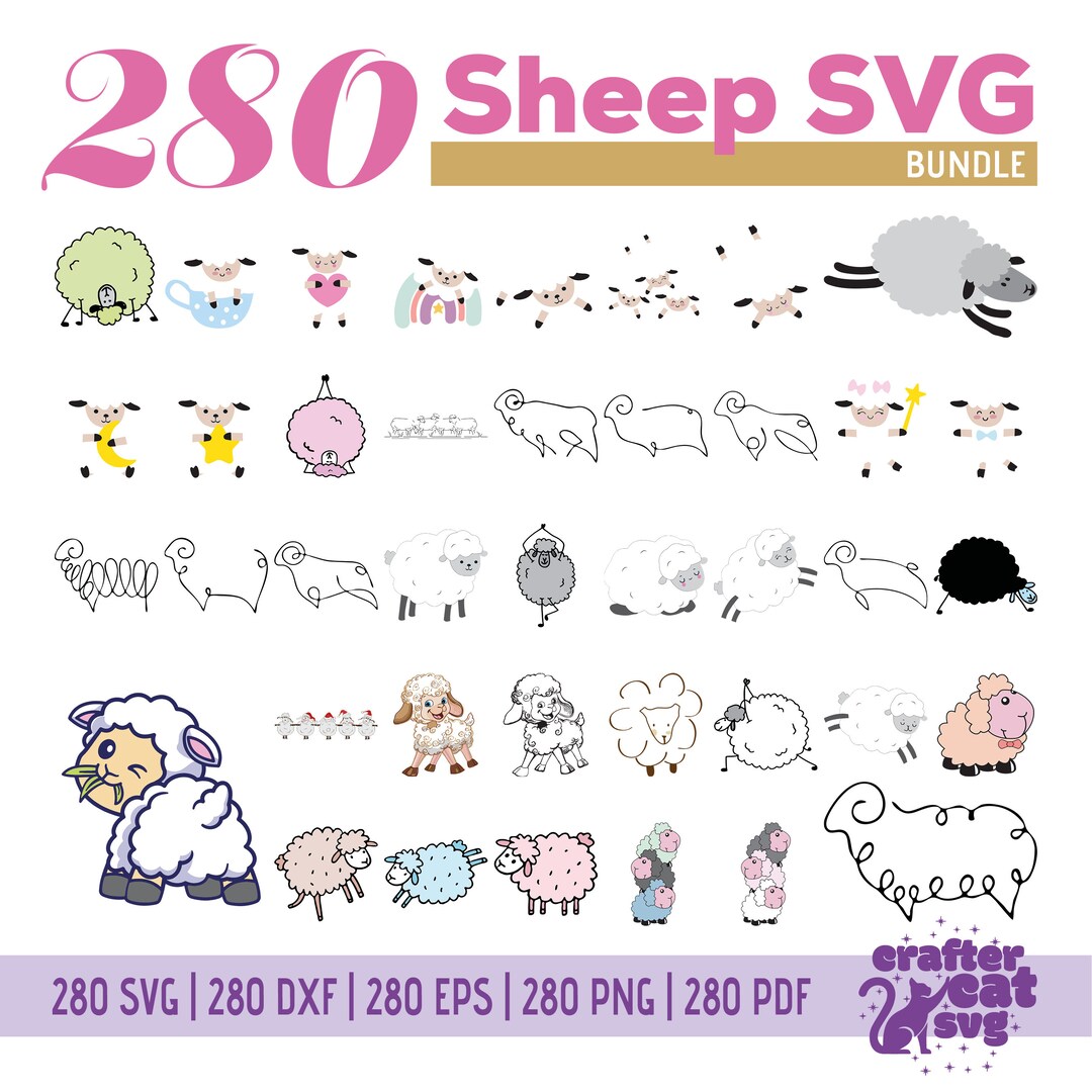 280 Sheep Svg Bundle - Sheep SVG - Sheep Svg, Dxf, Eps, Png, Pdf - Svg ...