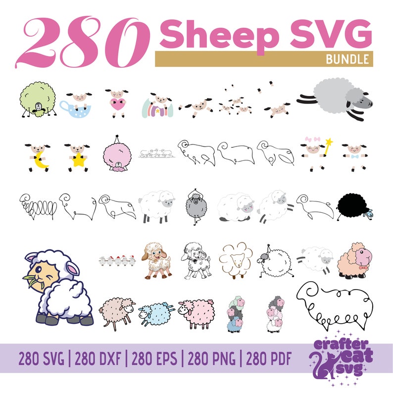 280 Sheep Svg Bundle - Sheep SVG - Sheep Svg, Dxf, Eps, Png, Pdf - Svg ...