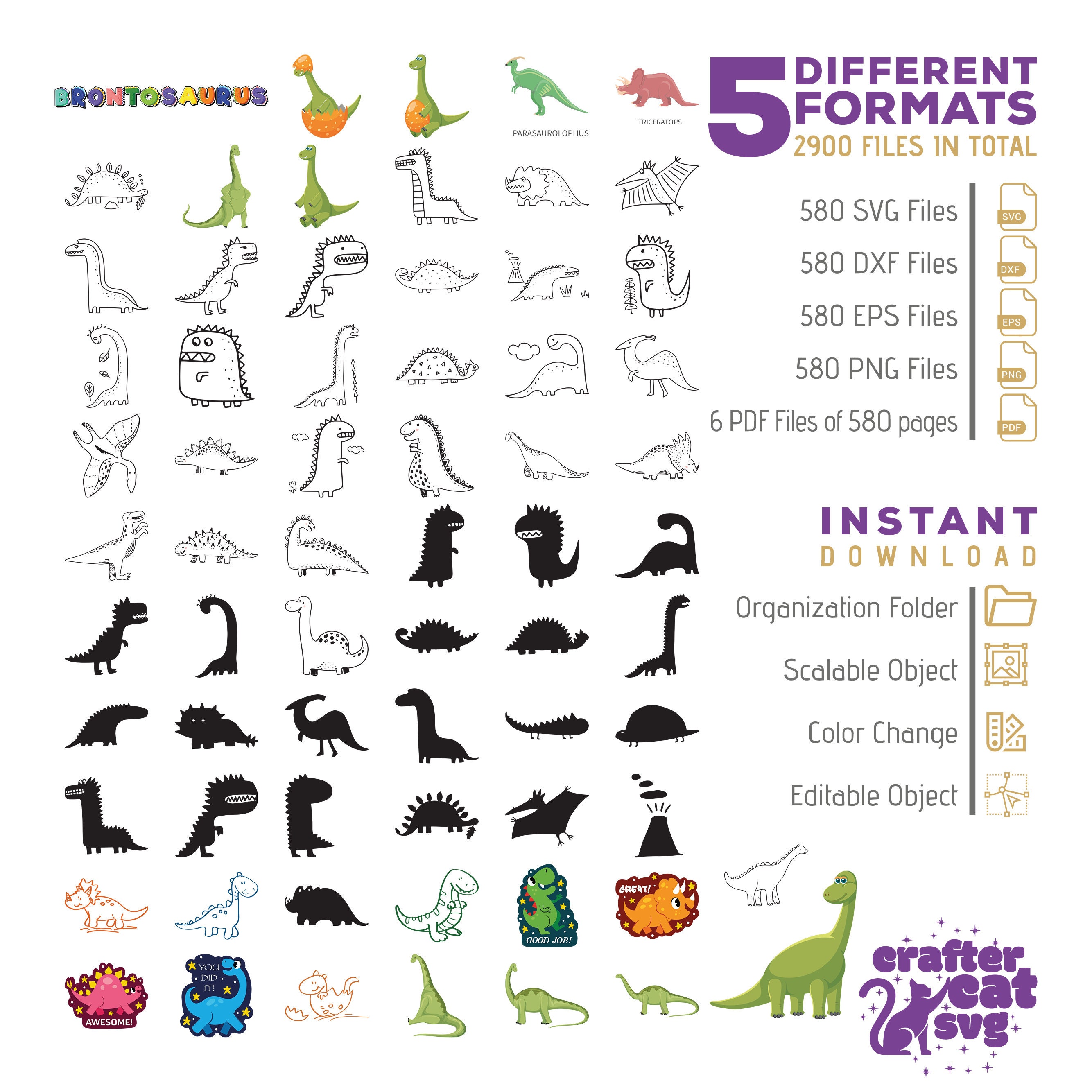 580 Dino Svg Bundle Dinosaur Svg Jurassic Svg, Dxf, Eps, Png, Pdf ...