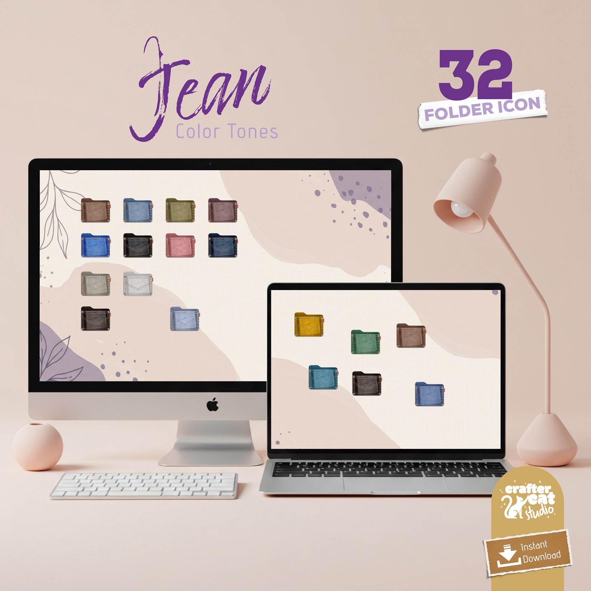Jean Folder Icon Denim Color Tones, Aesthetic Desktop Organizer Folders ...