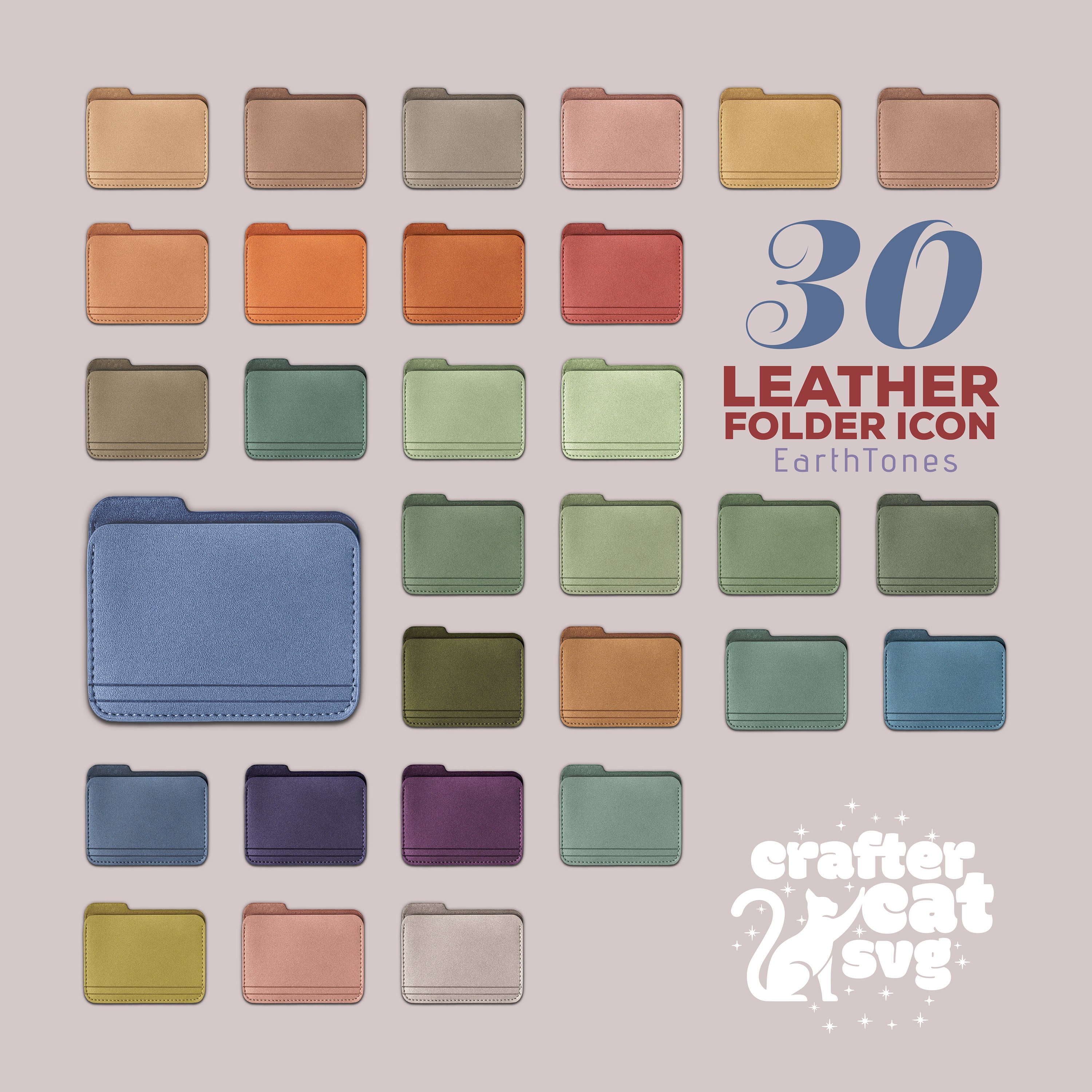 Leather Folder Icon Earth Color Tones, Mac Folder Icons, Desktop Folder ...