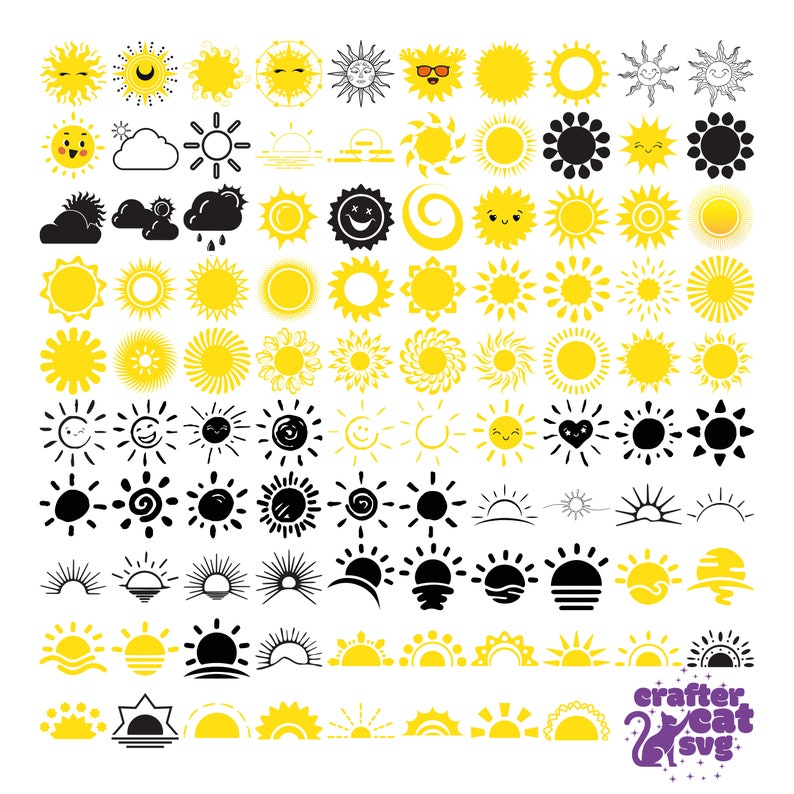 400 Sun Svg Bundle Sun Svg Sun Svg, Dxf, Eps, Png, Pdf Svg Files for ...