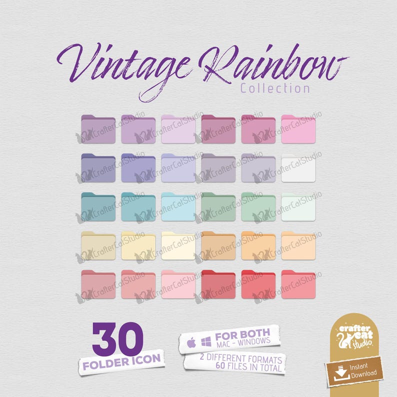 Rainbow Collection Folder Icon Color Tones, Aesthetic Desktop Organizer ...