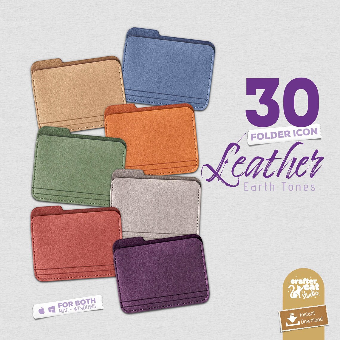 Leather Folder Icon Earth Color Tones, Aesthetic Desktop Organizer ...