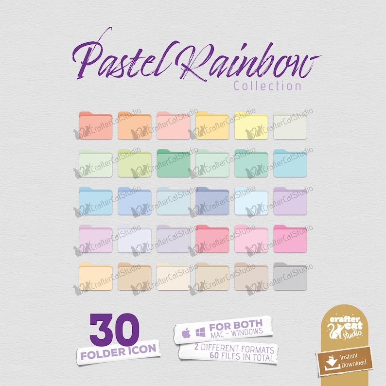 Rainbow Collection Folder Icon Color Tones, Aesthetic Desktop Organizer ...