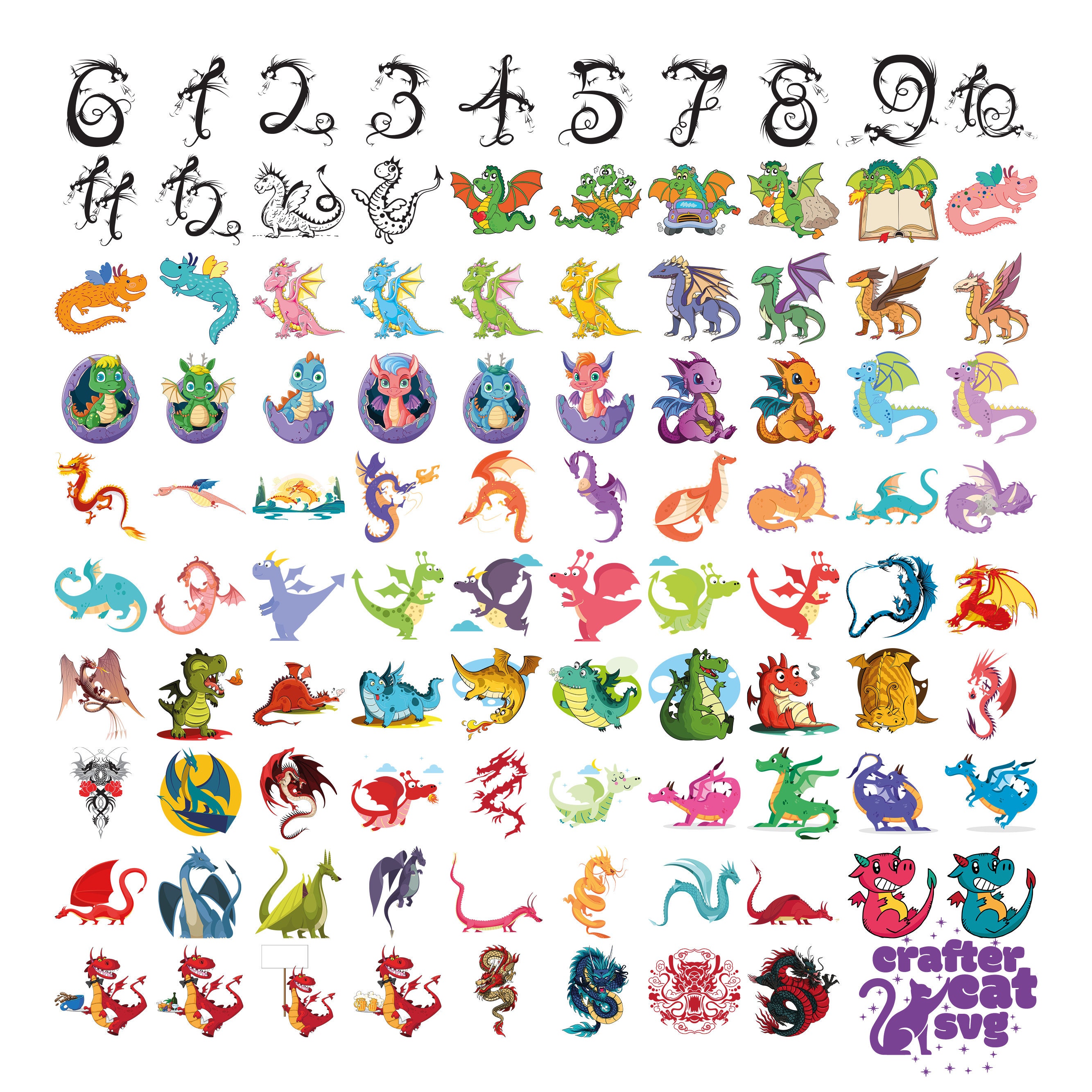 550 Dragon SVG Bundle - Dragons Svg - Dxf, Eps, Png, Pdf - Dragon Cut ...